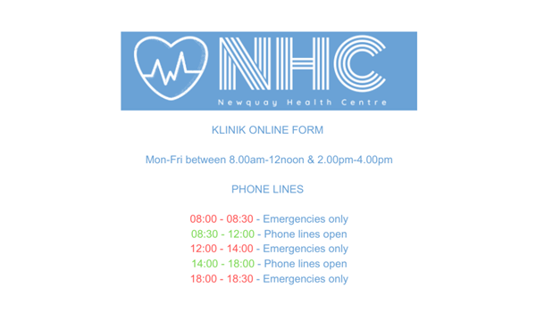 Opening Hours - Newquay Health Centre